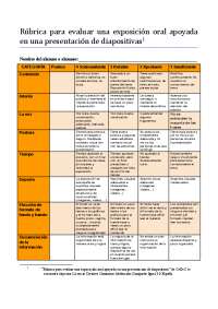 Rúbrica para evaluar una exposición oral apoyada en una presentación de ...