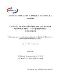 Corrosión de acero al carbono en una solución tipo NACE TM 0177 en ...