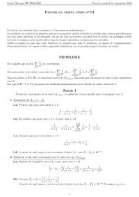 Devoir en temps libre no 01 PROBLEME Partie I - Docsity