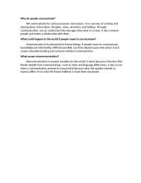 Why do people communicate? - Docsity