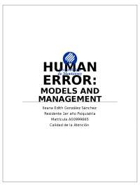 Human error: models and management - Docsity