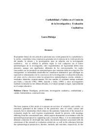 Confiabilidad y Validez en el Contexto de la Investigación y Evaluación Cualitativas - Docsity