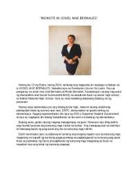 Bionote of a person's life | High school final essays English | Docsity