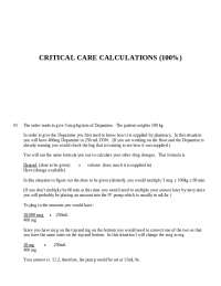 CRITICAL CARE CALCULATIONS (100%)/CRITICAL CARE CALCULATIONS (100% ...