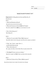 ASL 101 Signing Naturally Workbook Unit 5 | Exercises Nursing | Docsity