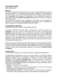 Appunti/riassunto su Apollonio Rodio - Docsity