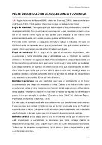 PEC B: Desarrollo en la adolescencia y juventud. - Docsity