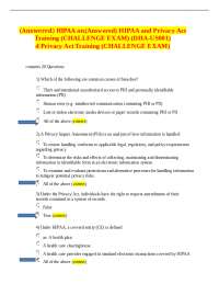 (Answered) HIPAA and Privacy Act Training (CHALLENGE EXAM) (DHA-US001 ...