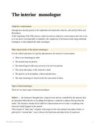 Interior Monologue (monologo interiore tecnica narrativa) - Docsity
