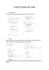 Documentacion juego pong en Java - Docsity