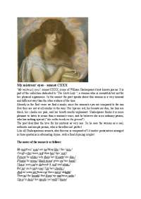 My mistress' eyes - sonnet CXXX - William Shakespeare - Docsity