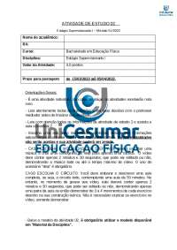 Mapa unicesumar para alunos 1 estagio | Esquemas Educação Física | Docsity
