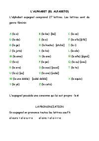 L'ALPHABET (EL ALFABETO) L'alphabet espagnol comprend ... | Notes ...
