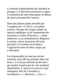 Hommes de couleur par Olympe de Gouges | Notes Français | Docsity