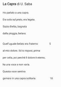 "La Capra" di Saba. Parafrasi e Analisi | Appunti di Italiano | Docsity