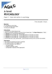 AQA A LEVEL 7182_3_QP_Psychology_2021. | Exams Nursing - Docsity