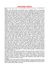 Giovanni Verga e le opere | Appunti di Italiano | Docsity