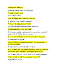 Dialogo de tu comida favorita comidas | Exámenes selectividad de Inglés ...