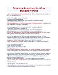 Prophecy Assessments - Core Mandatory Part I | Exams Nursing | Docsity