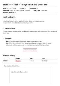 Week 14 - Task - Things I like and don't like_ INGLES I.pdf | Ejercicios de Idioma Inglés | Docsity
