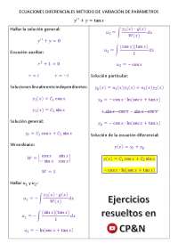 Ecuaciones Diferenciales Método de Variación de Parámetros | Exámenes de Ecuaciones ...