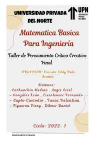 TPCC FINAL 2022-1 FINALIZADO- CON RESPUESTAS | Exámenes de Matemáticas | Docsity