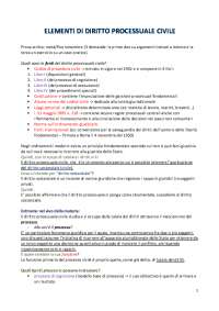 ELEMENTI DI PROCEDURA CIVILE | Dispense di Diritto Processuale Civile | Docsity