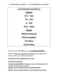 Les pronoms personnels | Traducciones de Francés | Docsity