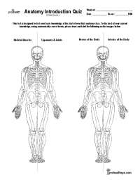 Anatomy Introduction Quiz | Study notes Anatomy - Docsity