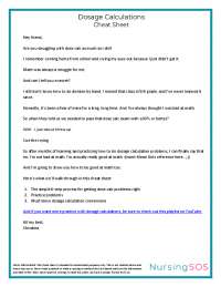 Dosage Calculations Cheat Sheet - Docsity