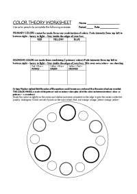 COLOR THEORY WORKSHEET Name | Study Guides, Projects, Research Computer ...