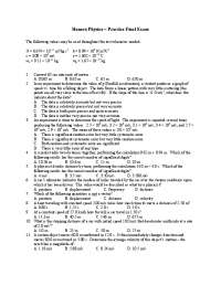 Honors Physics − Practice Final Exam | Study notes Physics | Docsity