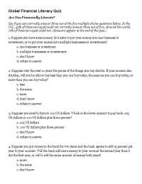 Global Financial Literacy Quiz | Summaries Finance | Docsity