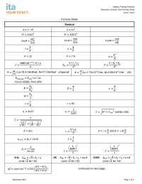 Formula Sheet - Docsity