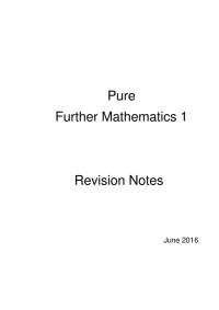 Pure Further Mathematics 1 Revision Notes | Study notes Mathematics ...