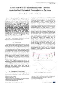 Euler-Bernoulli and Timoshenko Beam Theories Analytical ... | Summaries Engineering | Docsity