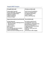 Sample SWOT Analysis | Assignments Radiology - Docsity
