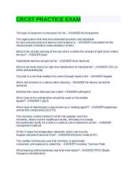 CRCST PRACTICE EXAM QUESTIONS AND ANSWERS. - Docsity