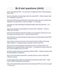 BLS test questions (AHA) Latest 2022/2023 - Docsity