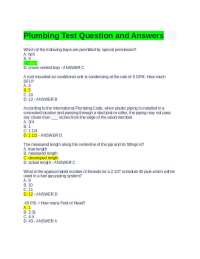 Plumbing Test Question and Answers - Docsity