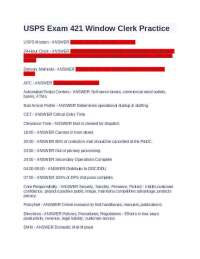 USPS Exam 421 Window Clerk Practice questions. - Docsity