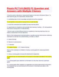 Praxis PLT 5-9 (5623) F1 Question and Answers with Multiple Choices ...
