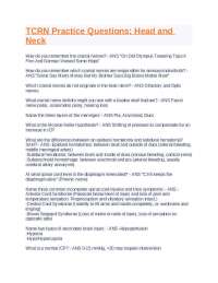 TCRN Practice Questions Head and Neck - Docsity
