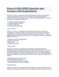 Praxis II 5354 SPED Question and Answers with Explanations. - Docsity