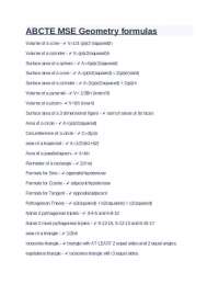 ABCTE MSE Geometry formulas. - Docsity