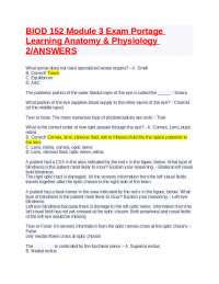 BIOD 152 Module 3 Exam Portage Learning Anatomy & Physiology 2 ANSWERS ...