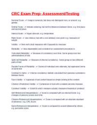 CRC Exam Prep Assessment Testing. | Exams Nursing | Docsity