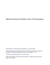 HIPAA and Privacy Act Training (1.5 hrs) - Pre-Test Answers | Exams ...