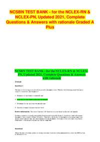 NCSBN TEST BANK - for the NCLEX-RN & NCLEX-PN, Updated 2022, Complete ...