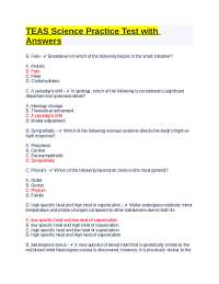 TEAS Science Practice Test with Answers. | Exams Nursing | Docsity